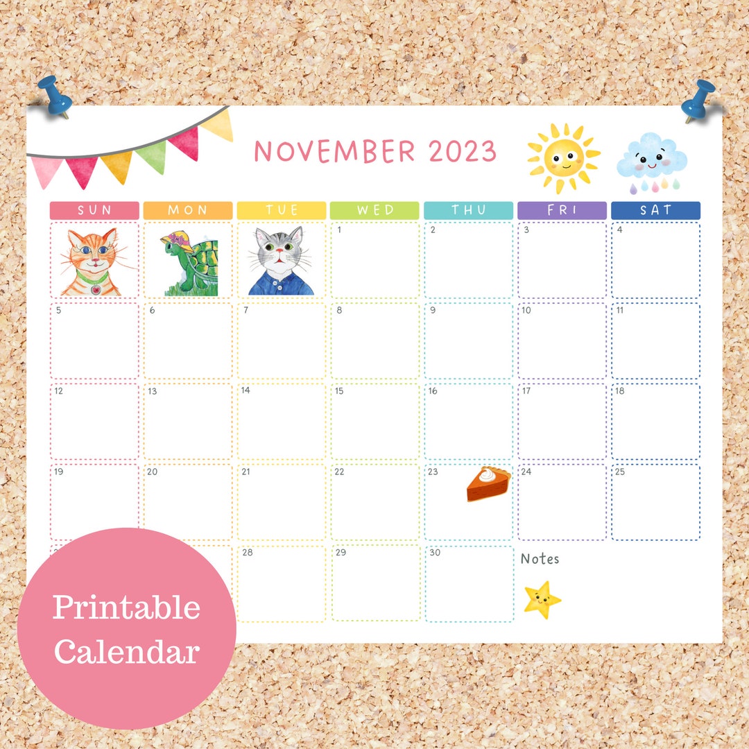 Oli Kids Co November 2023 Printable Calendar, Downloadable Calendar ...