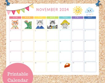 Oli Kids Co January 2025 Printable Calendar, Downloadable Calendar, Cat ...