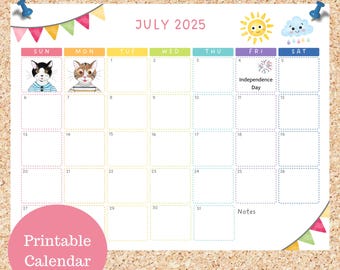 Oli Kids Co January 2025 Printable Calendar, Downloadable Calendar, Cat ...