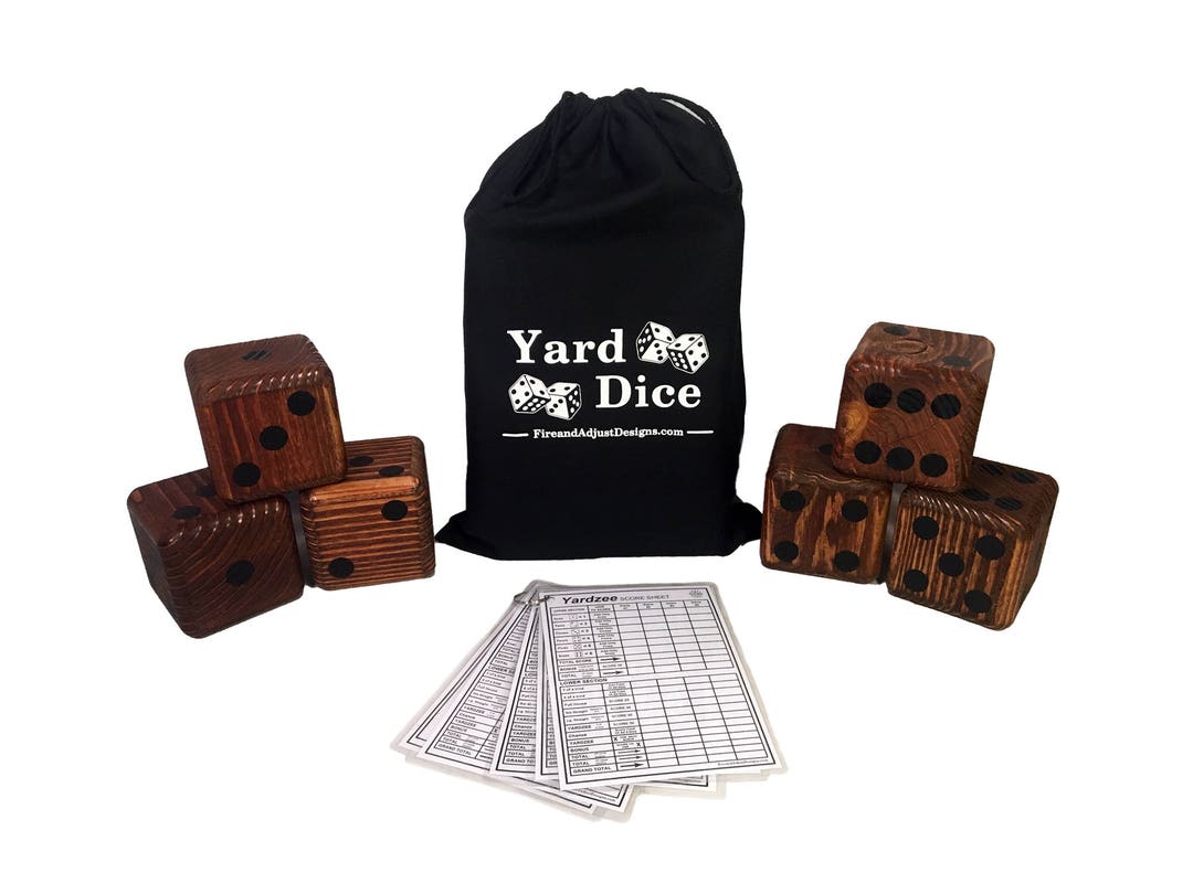 Yard Dice Giant Wooden Yard Game, 6 3.5" Wood Dice, Storage Bag, 5PK 5 ...
