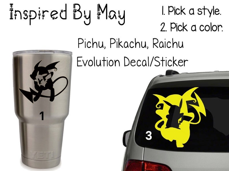 Pichu Pikachu Raichu Evolution Decal / Sticker | Etsy