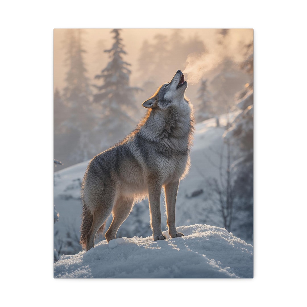 Canvas Print, Wolf Howling Canvas, Wall Art Decor, Nature Lover Gift ...