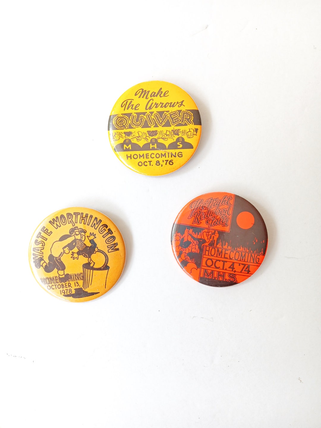 Vintage 1970s Homecoming Pins 2 Inch Pin Back Buttons Set of 3 - Etsy