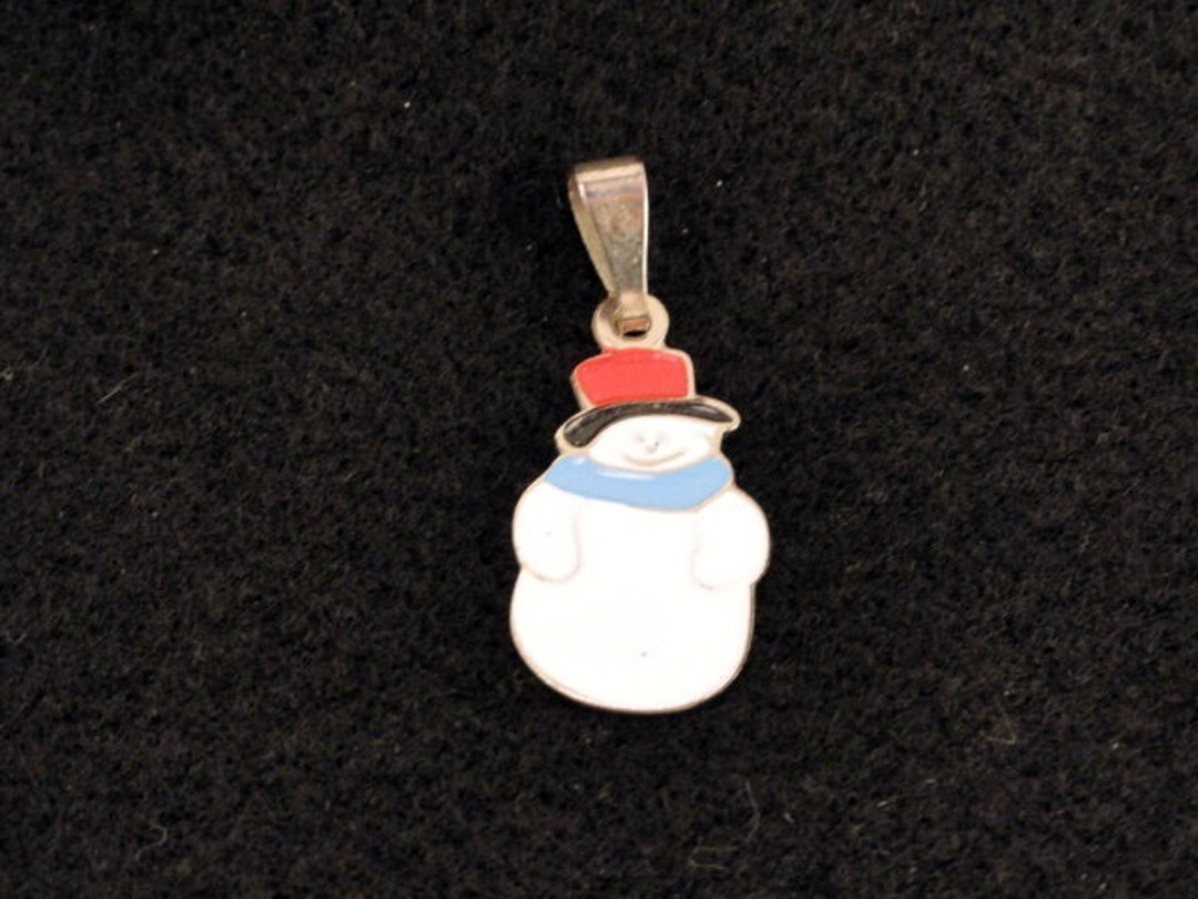 Snowman Pendant OTC Pendant Silvertone and Enamel Snowman - Etsy