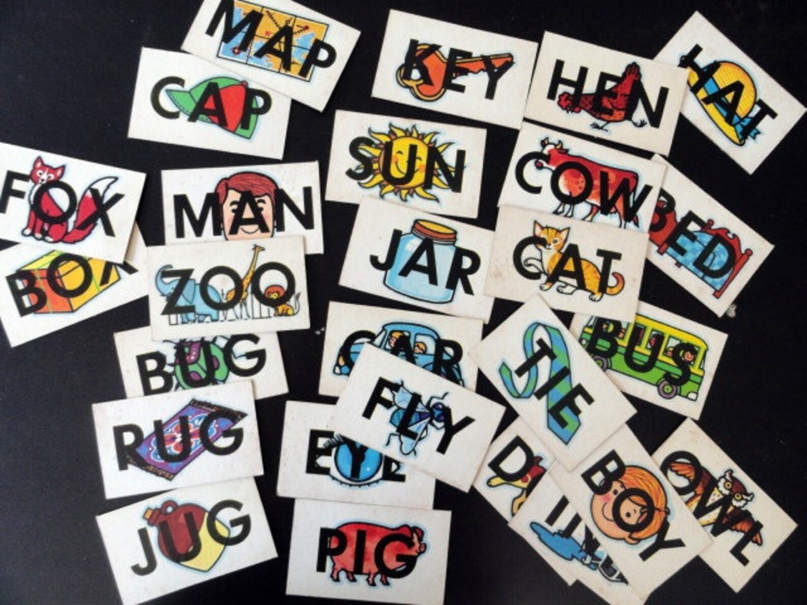 Vintage School Flash Cards Art Illustration Mixed Media - Etsy