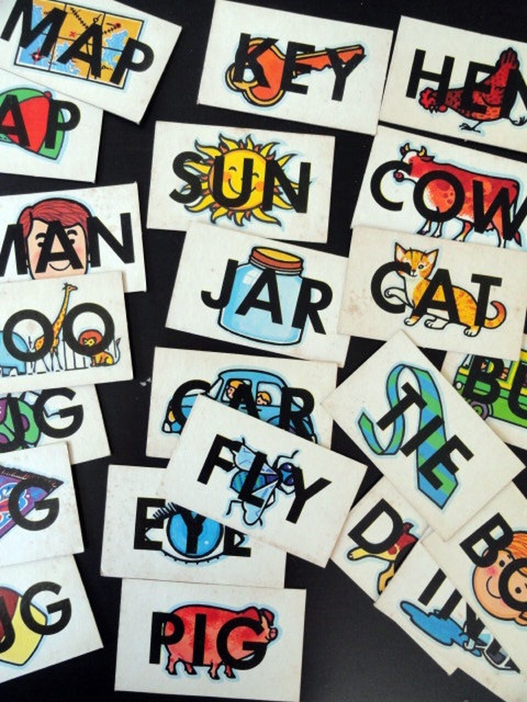 Vintage School Flash Cards, Art Illustration, Mixed Media, Illustrated ...