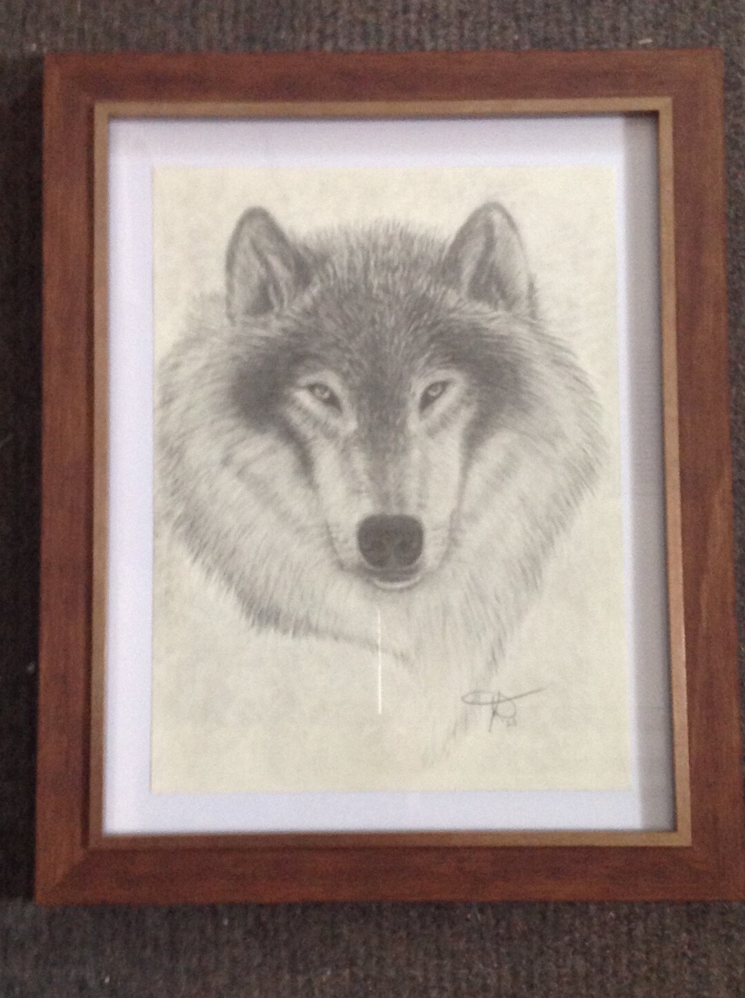 Wolf Graphite 9 X 12 Framed - Etsy