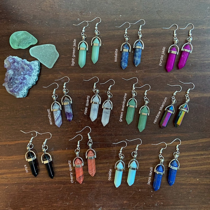 Crystal Point Earrings Healing Hexagonal Crystal Earring - Etsy