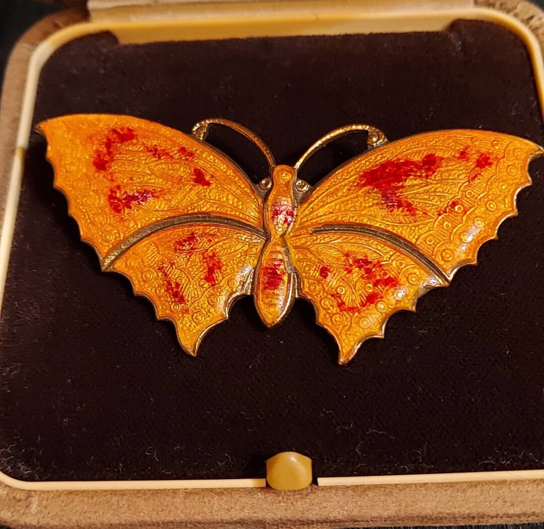 A Truly Stunning Cold Enamelled Art Deco Orange Butterfly Brooch. - Etsy