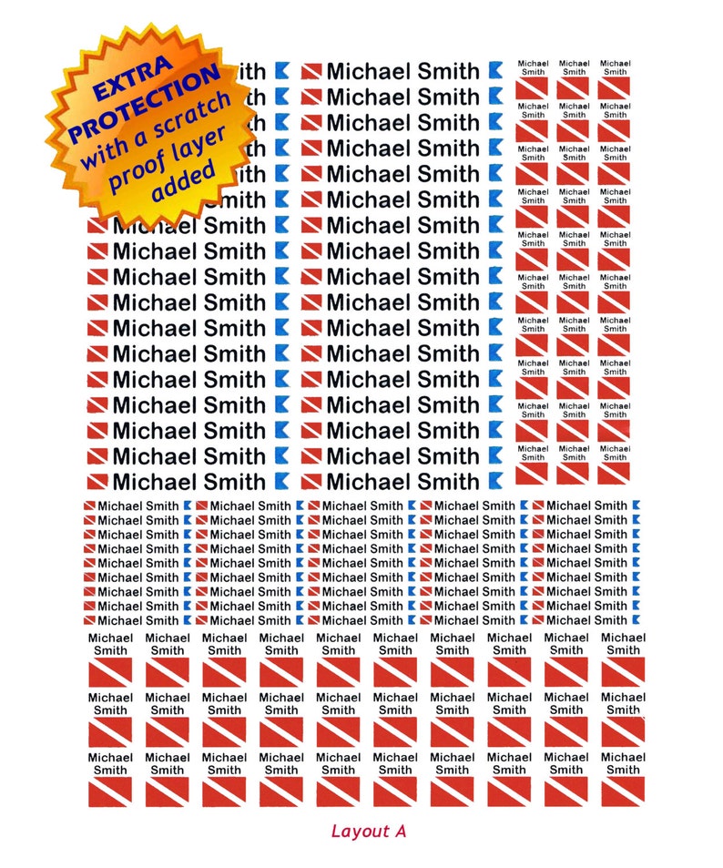 Custom Waterproof 3M Sticker Labels for Scuba Diving Gear, Boating Gear ...