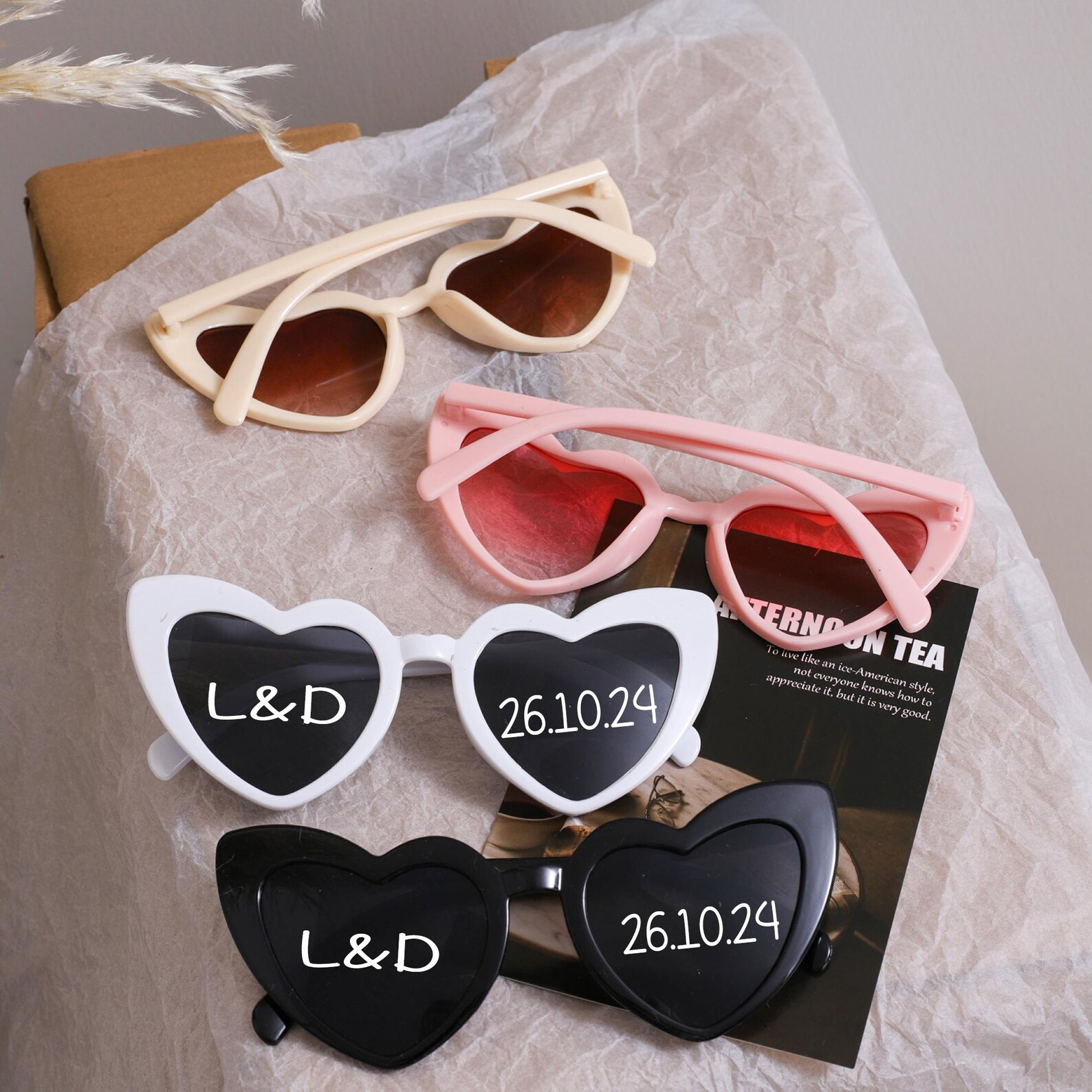 Custom Bachelorette Party Heart Shaped Sunglasses, Hens Party Heart ...