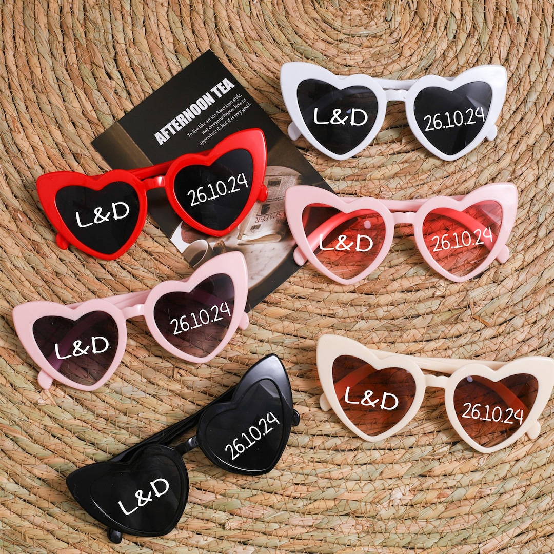 Custom Bachelorette Party Heart Shaped Sunglasses, Hens Party Heart ...