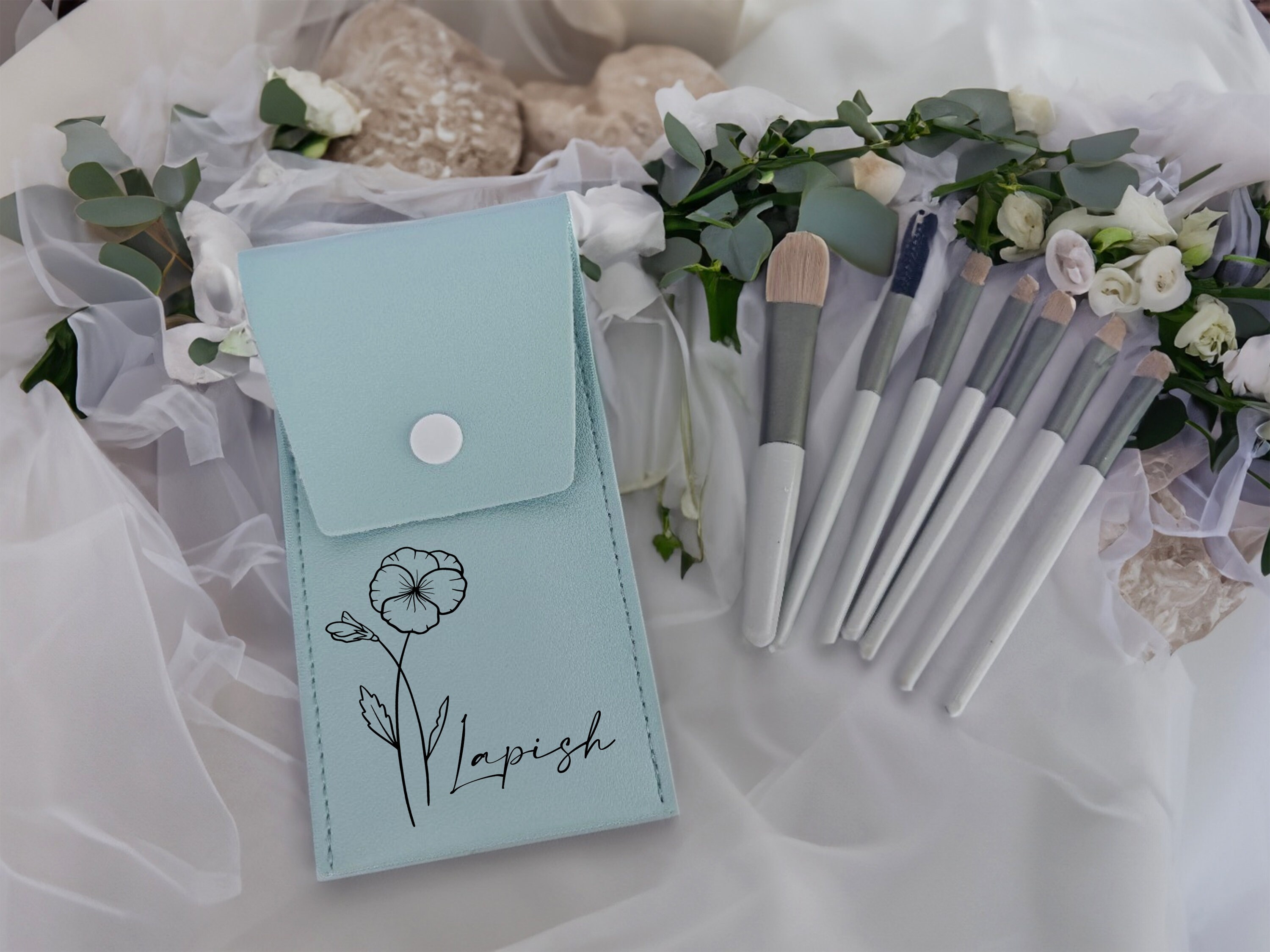 Birth Flower Makeup Brush Set，cosmetic Brushes Set, Makeup Gift Set for ...