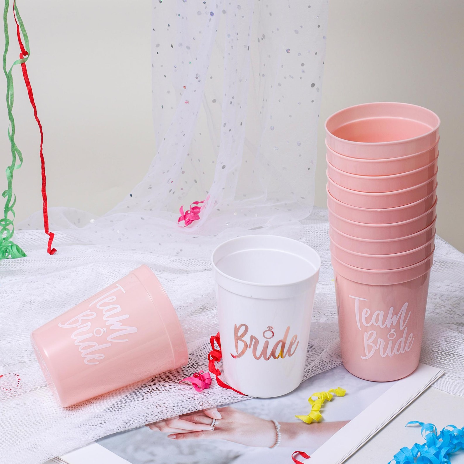 6pcs Team Bride Cup, Bridal Party Cup, Reusable Cup, Hen Party ...