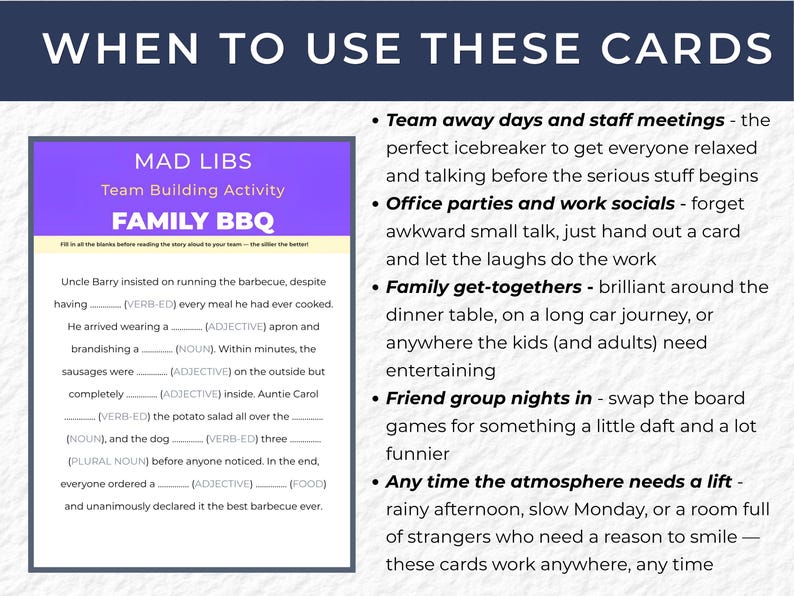 Team Building Mad Libs Game | Printable Office Icebreaker Activity ...