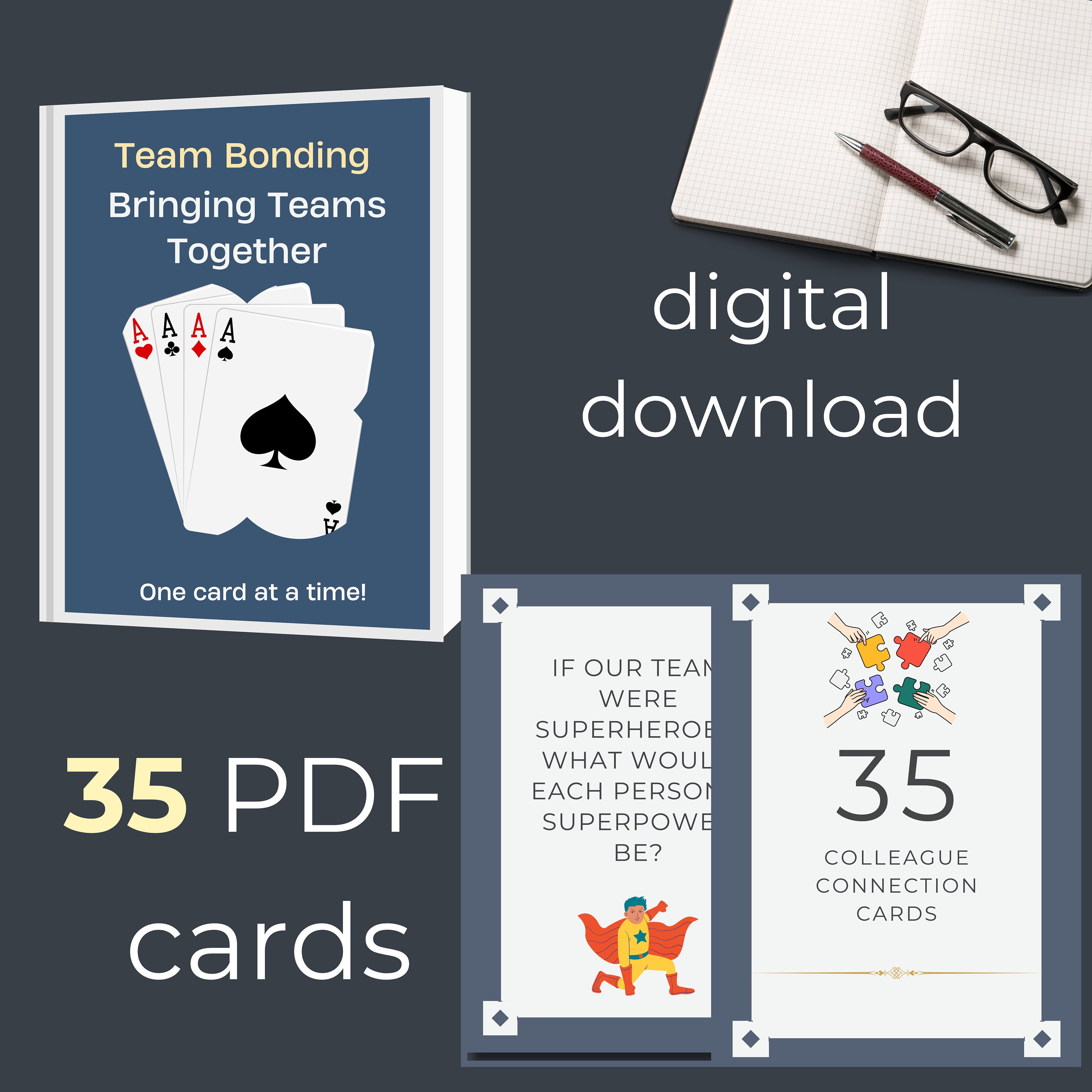 Team Building Cards, 35 Colleague Connection Prompts (digital Download ...