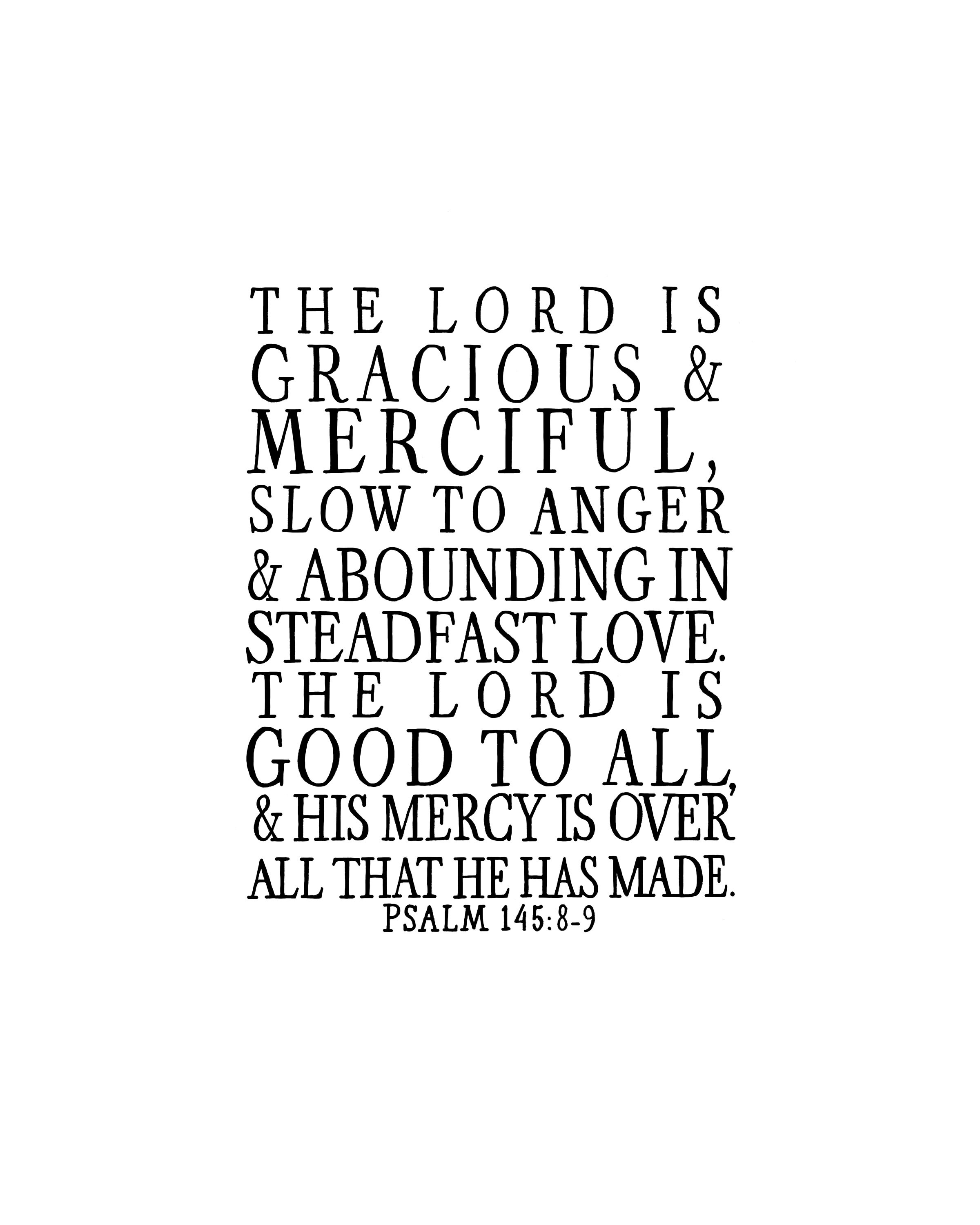 The Lord is Gracious- INSTANT DOWNLOAD Psalm 145 Calligraphy Print - Etsy