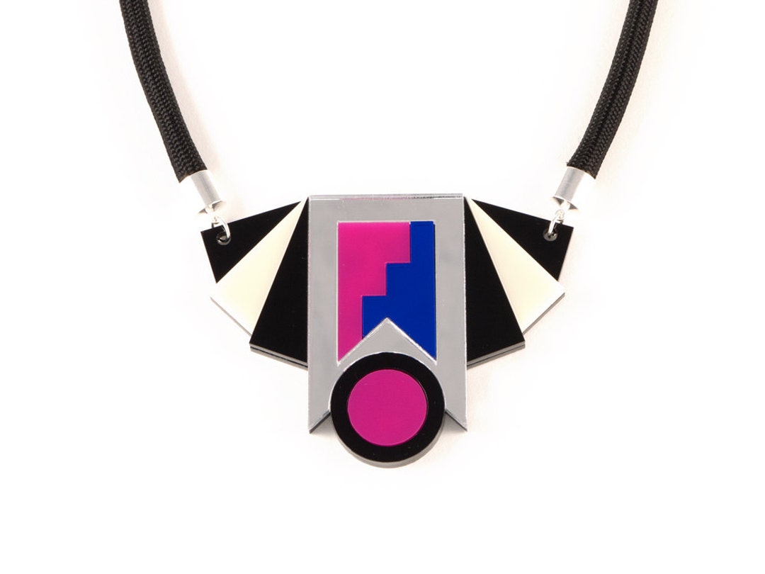 Perspex Statement Necklace - Silver, Blue, Pink FORM_019 - Etsy