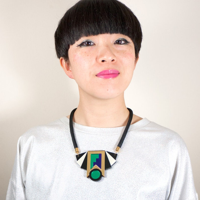 Perspex Statement Necklace - Gold, Purple, Green FORM_019 - Etsy