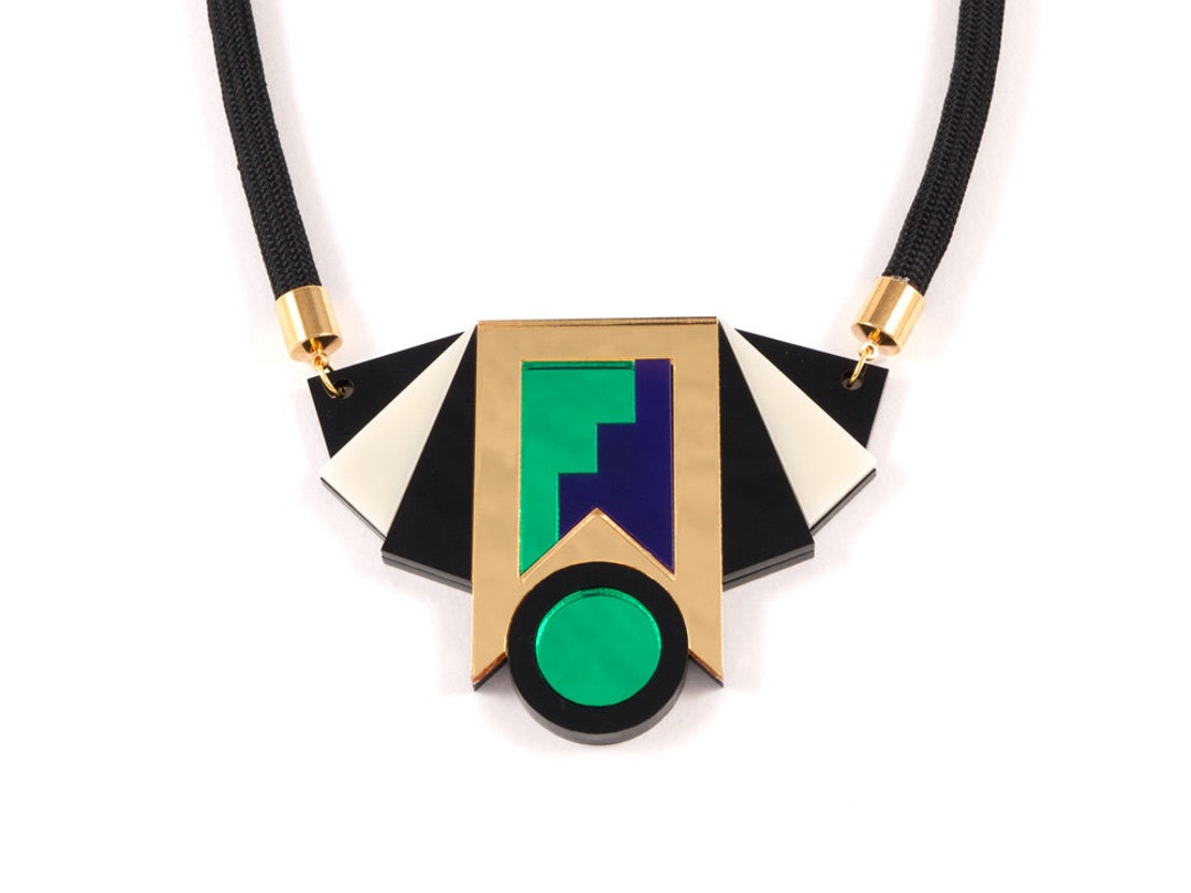 Perspex Statement Necklace - Gold, Purple, Green FORM_019 - Etsy