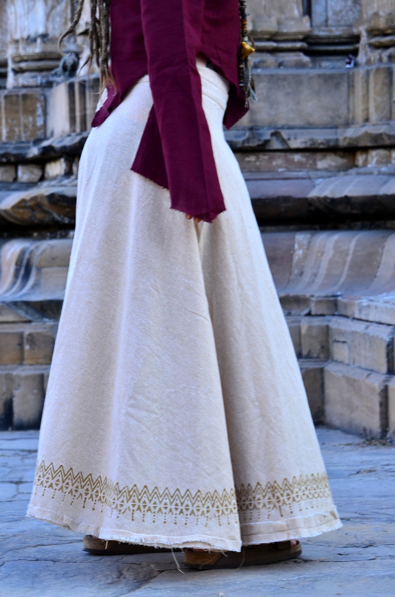 Native Hand Block Print Wrap-around Jute Cotton Long Skirt - Etsy