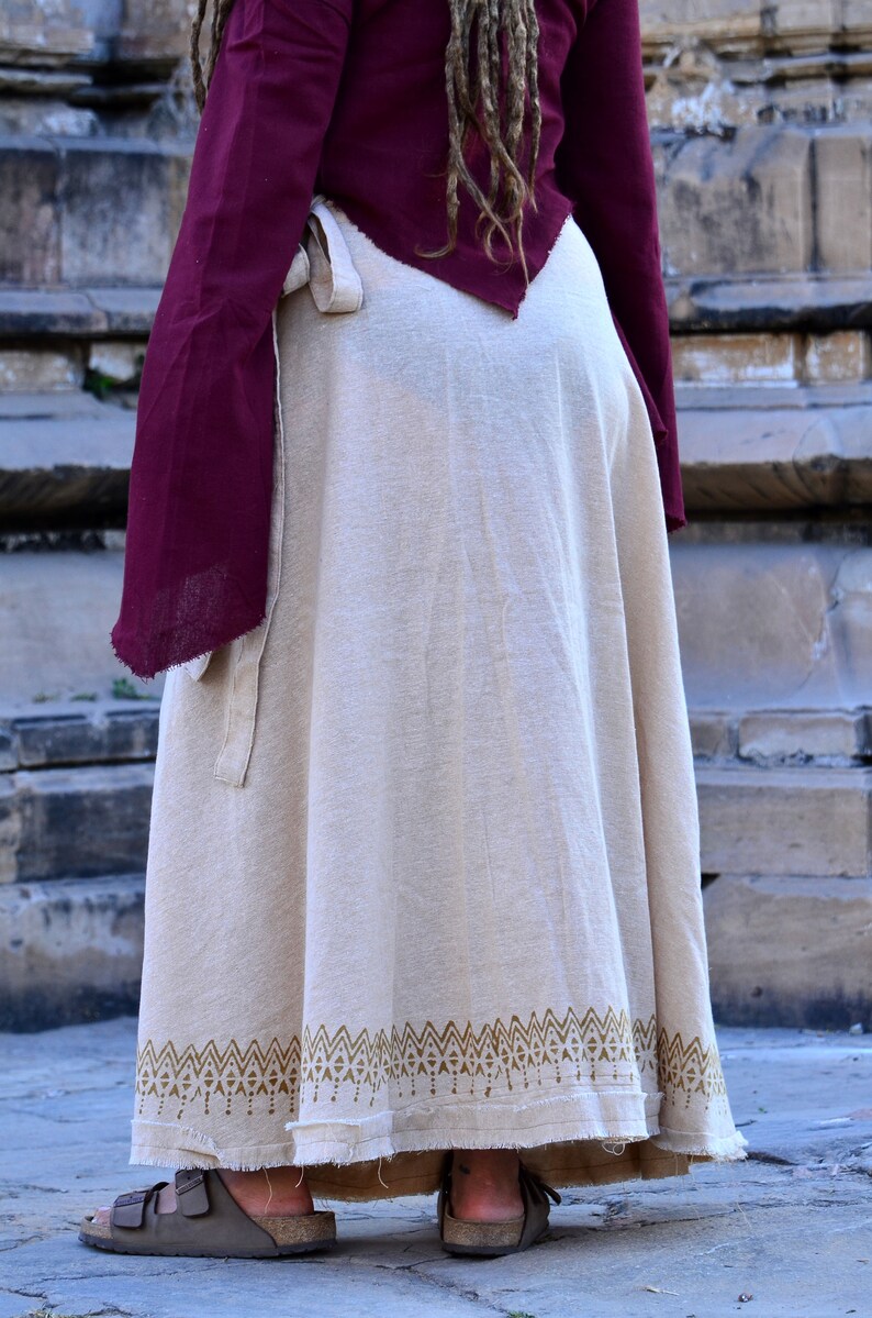 Native Hand Block Print Wrap-around Jute Cotton Long Skirt - Etsy