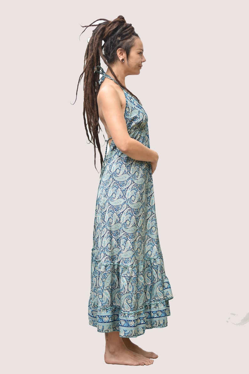 Floral Silk Maxi Dress: Backless Boho Halter Dress - Etsy