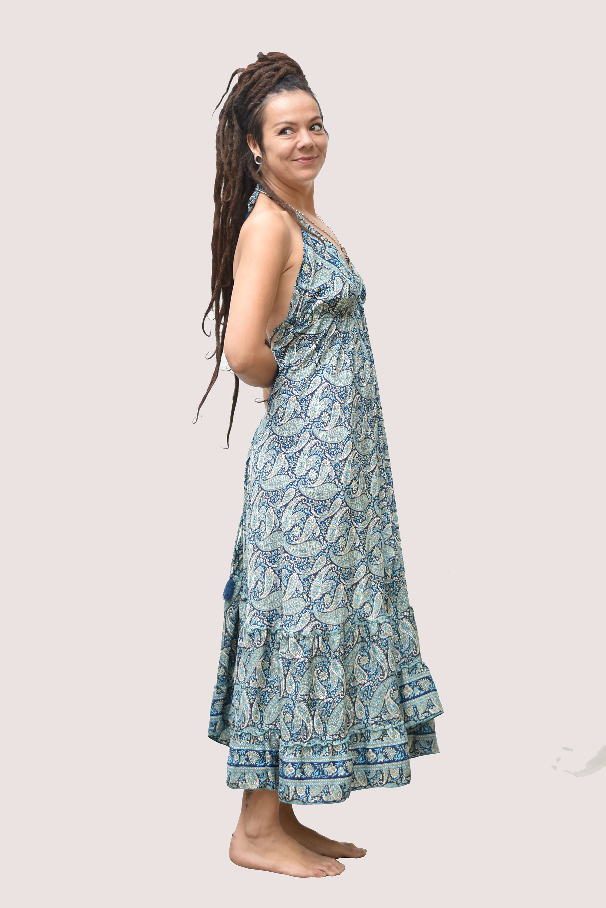 Floral Silk Maxi Dress: Backless Boho Halter Dress - Etsy