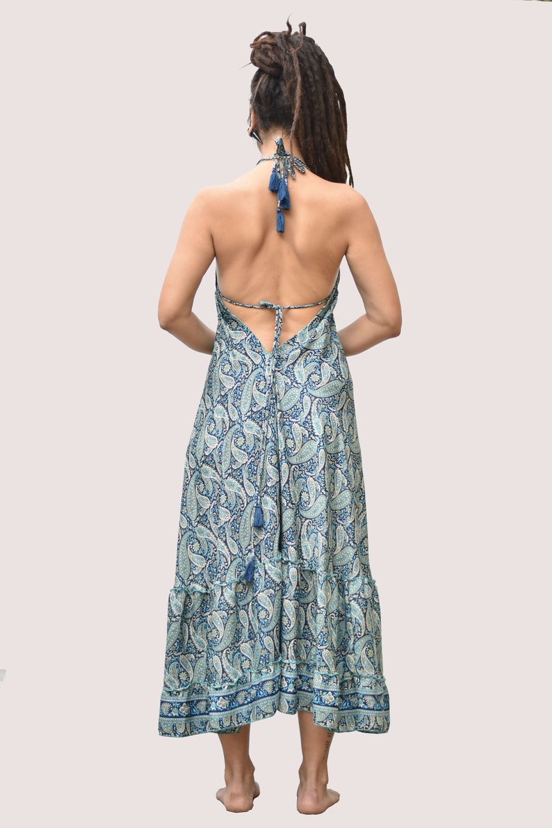 Floral Silk Maxi Dress: Backless Boho Halter Dress - Etsy
