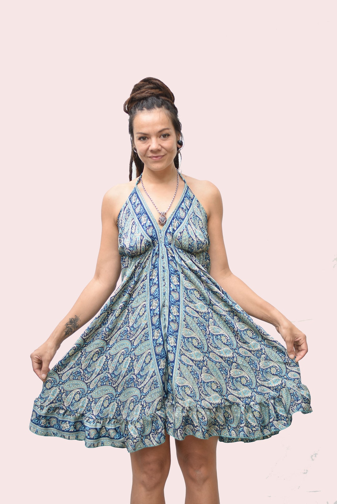 Short Open Back Dress for Woman | Beach Dress | Hippie Dress |halter ...