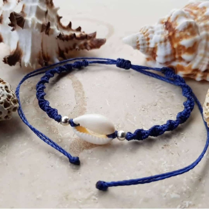 Cauri Shell Braided Macrame Bracelet With 14K Beads, Adjustable Boho ...