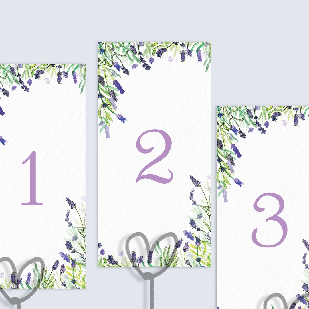 Purple Lavender Table Number Cards - Etsy