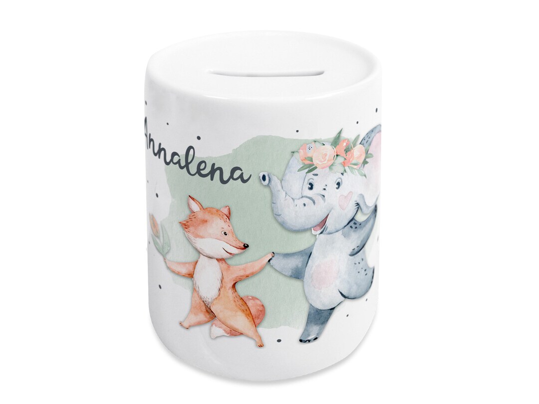 Money Box With Name Boy Girl Elephant Fox Money Box Money Gift - Etsy