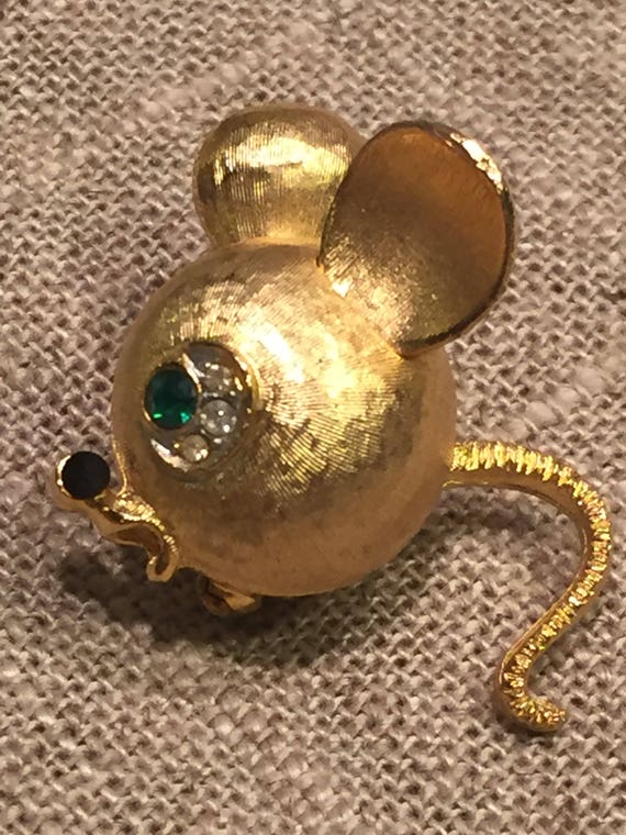 vintage mouse brooch with - Gem