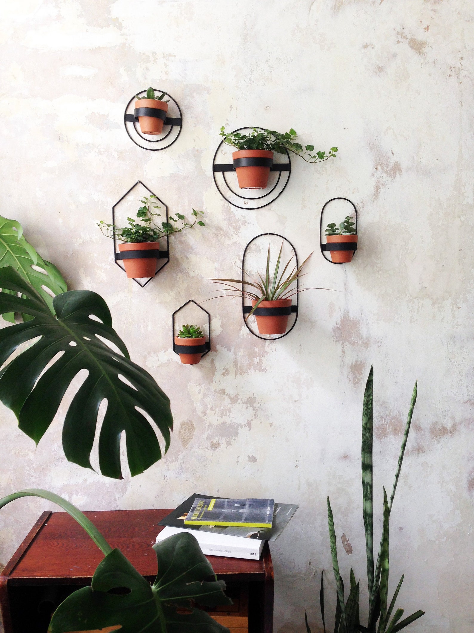 6 Wall Planters Geometric Shape Planters Pack 6 Black | Etsy