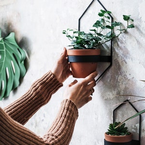 6 Wall Planters Geometric Shape Planters Pack 6 Black - Etsy