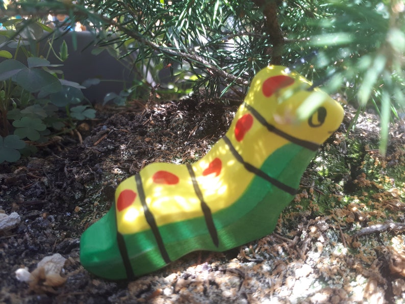 Wooden Worm Silk Worm Toy Worm Toy Green Worm Toy | Etsy