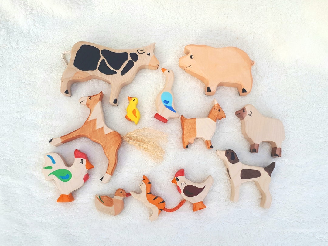 Wooden Farm Animals and Pets Set, Farm Toys - Etsy