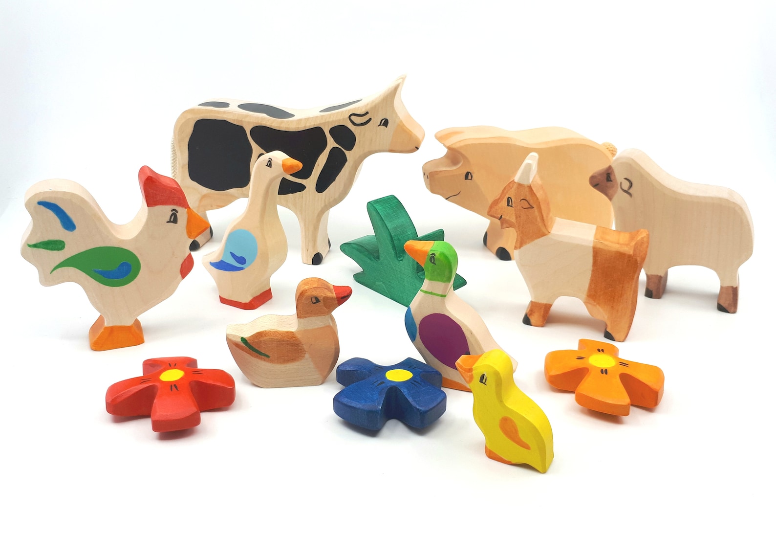 Farm Animals Toy Play Set Farm Animal Set Wooden Toys - Etsy