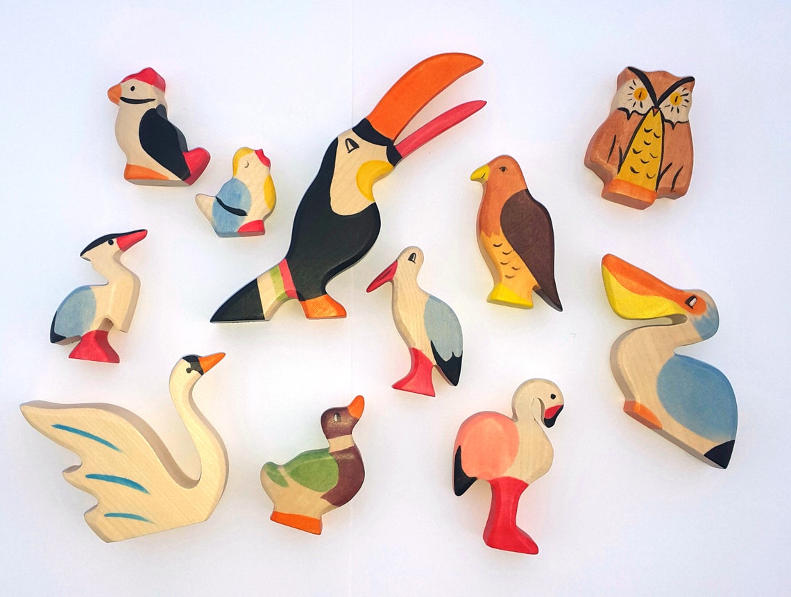 Wooden Birds Set, Bird Toys - Etsy