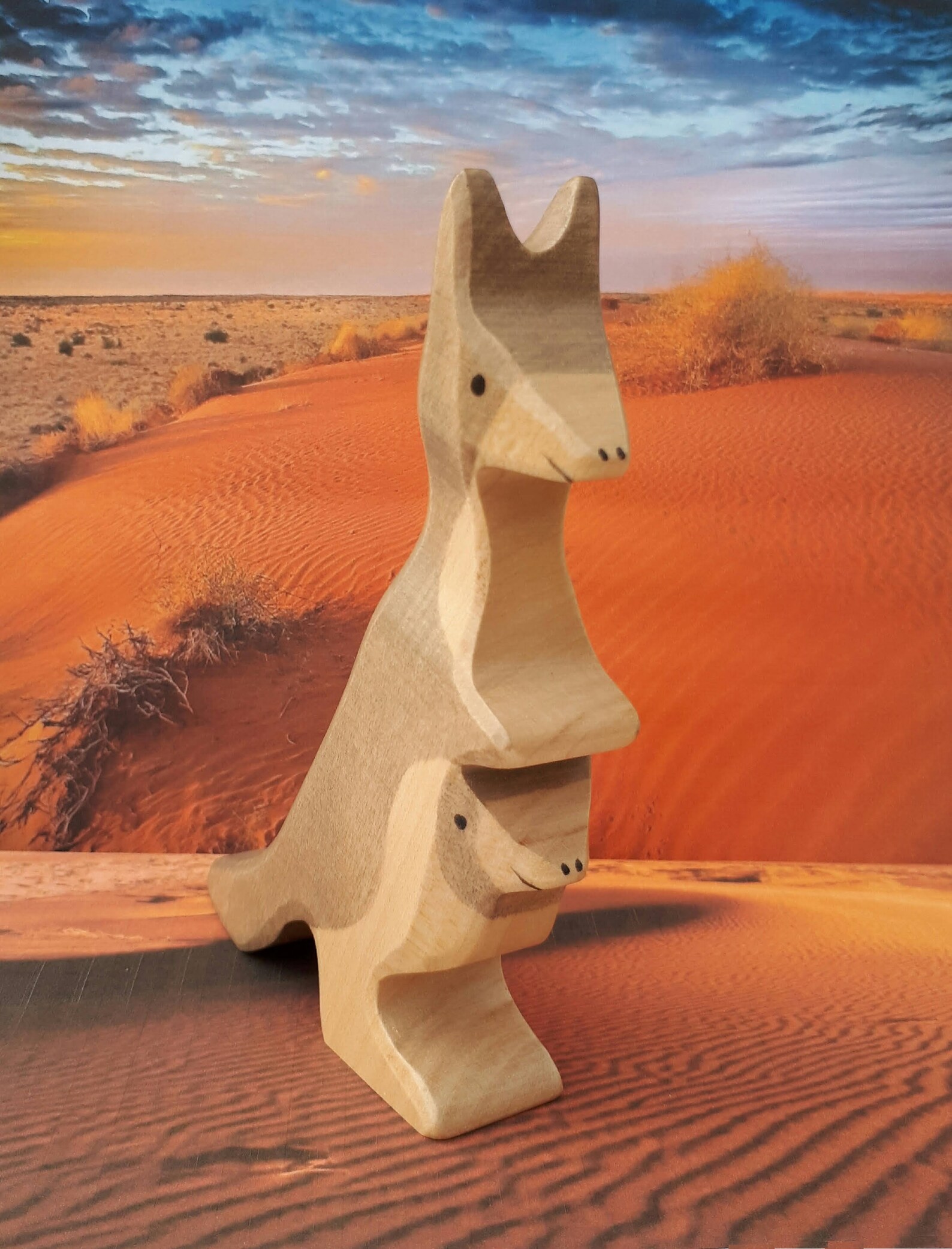 Kangaroo Toy, Wooden Kangaroo, Kangaroo Figurine, Australian Animal Toy ...