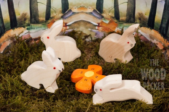 Wooden Bunny Wooden Toys Wooden Rabbit Eco-friendly Wooden - Etsy