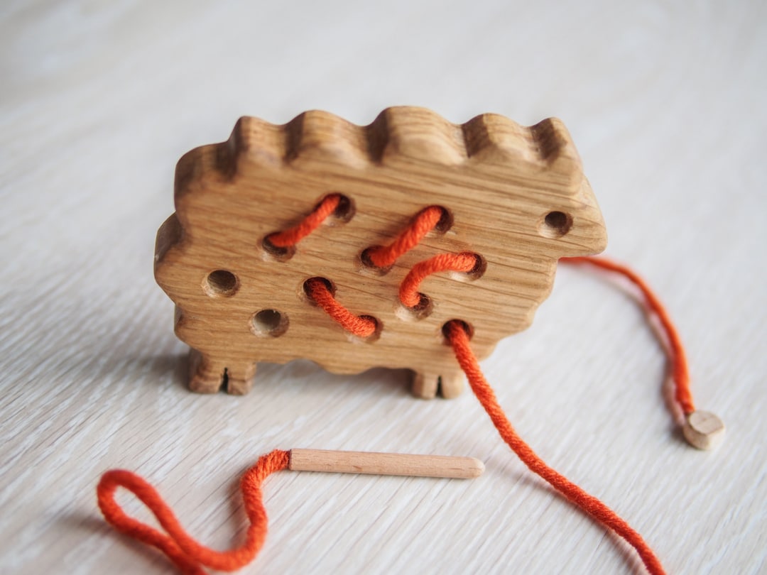 Wooden Lacing Toy, Montessori Toy, Educational Toy, Sewing Toy, Natural ...