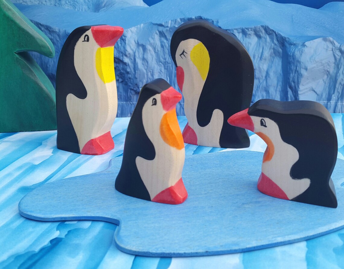SALE Wooden Animal Toys Set Family Penguin Set Penguin Set - Etsy