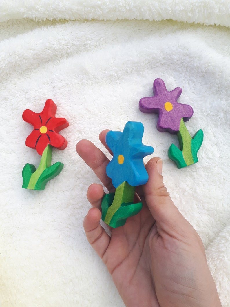Red Flower Toy, Wooden Flower, Organic Toy, Waldorf Toy, Wood Toy ...