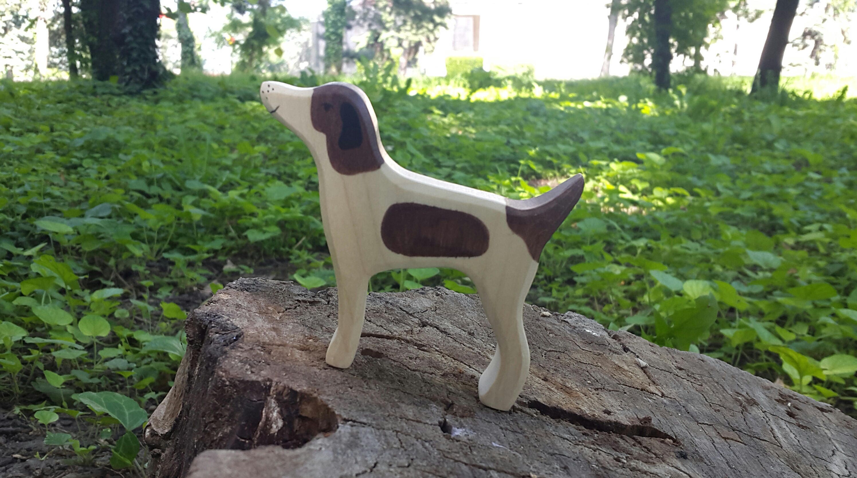 Wooden Dog Flecked Dog Dog Figurine Wooden Animals Wooden - Etsy
