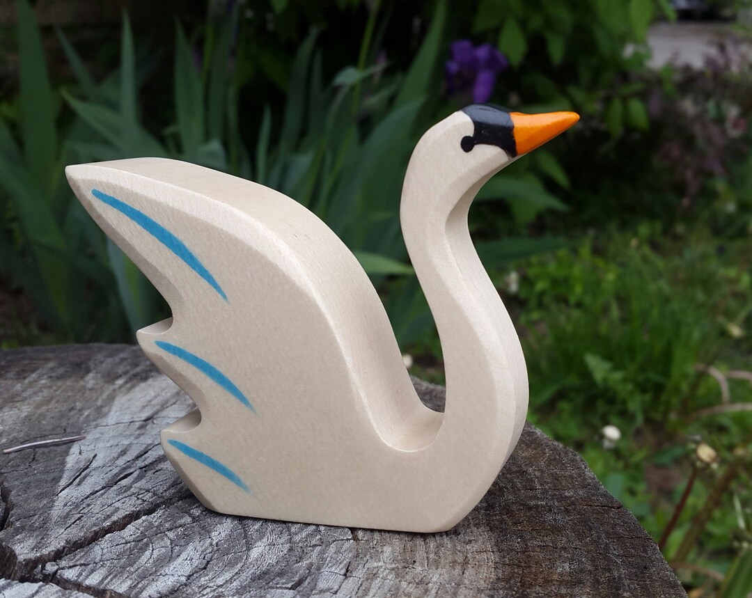 Wooden Swan Toy, Waldorf Toys, Baby Shower, Swan Figurine, Toys for ...