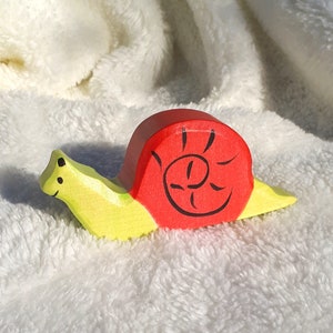 Wooden Snail, Red Snail Toy, Snail Figurine - Etsy
