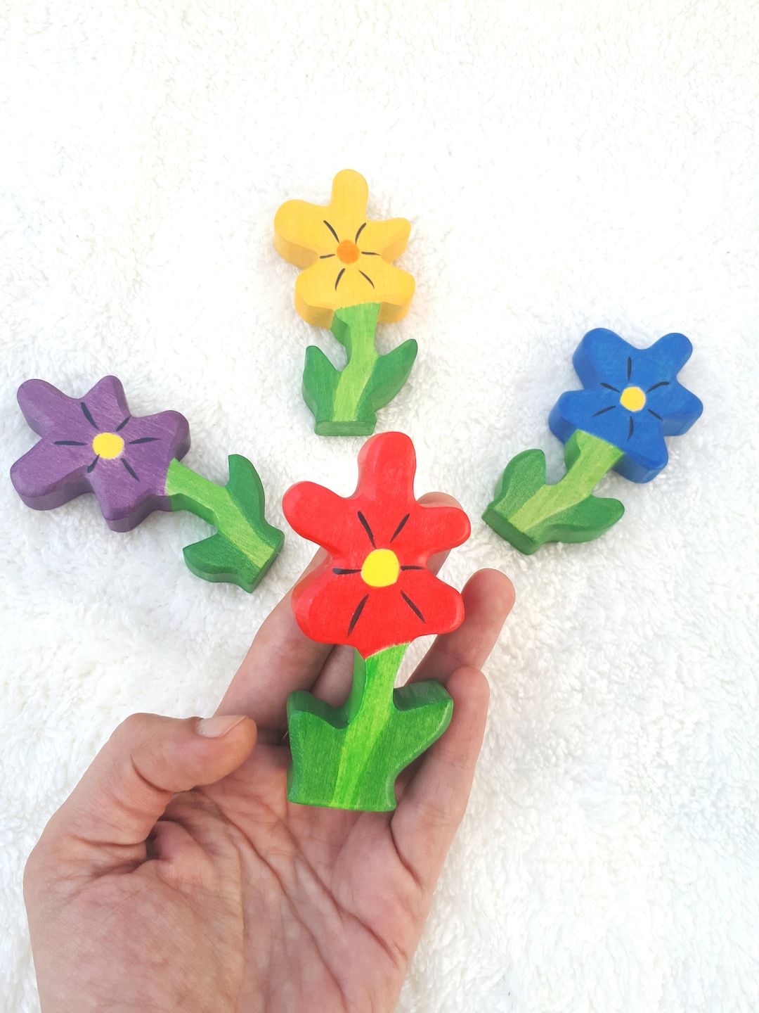 Red Flower Toy, Wooden Flower, Organic Toy, Waldorf Toy, Wood Toy ...