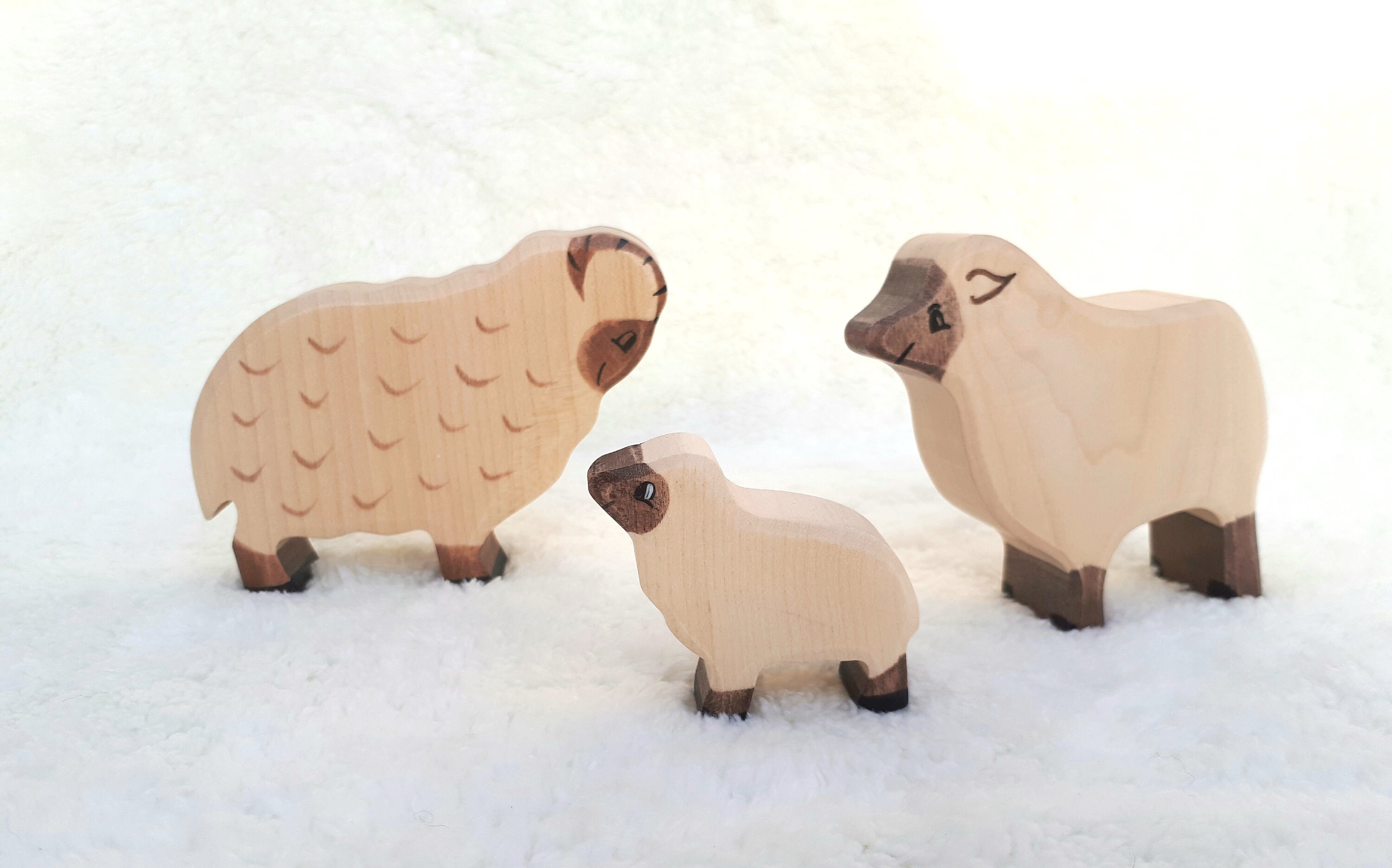 Wooden Family Sheep Wooden Lamb Farm Animals toys | Etsy